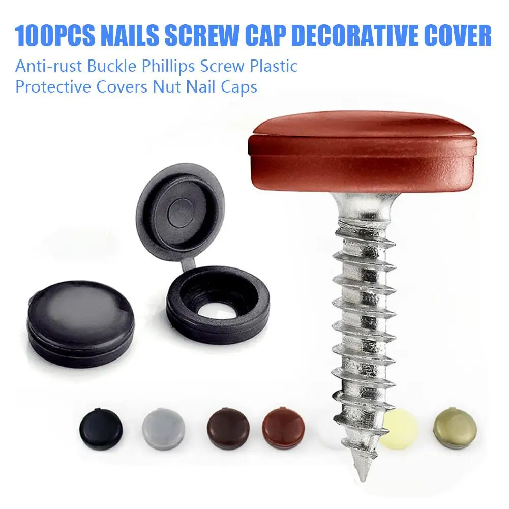 100Pcs-Nails-Screw-Cap-Decorative-Cover-Anti-rust-Buckle-Nut-Screw ...