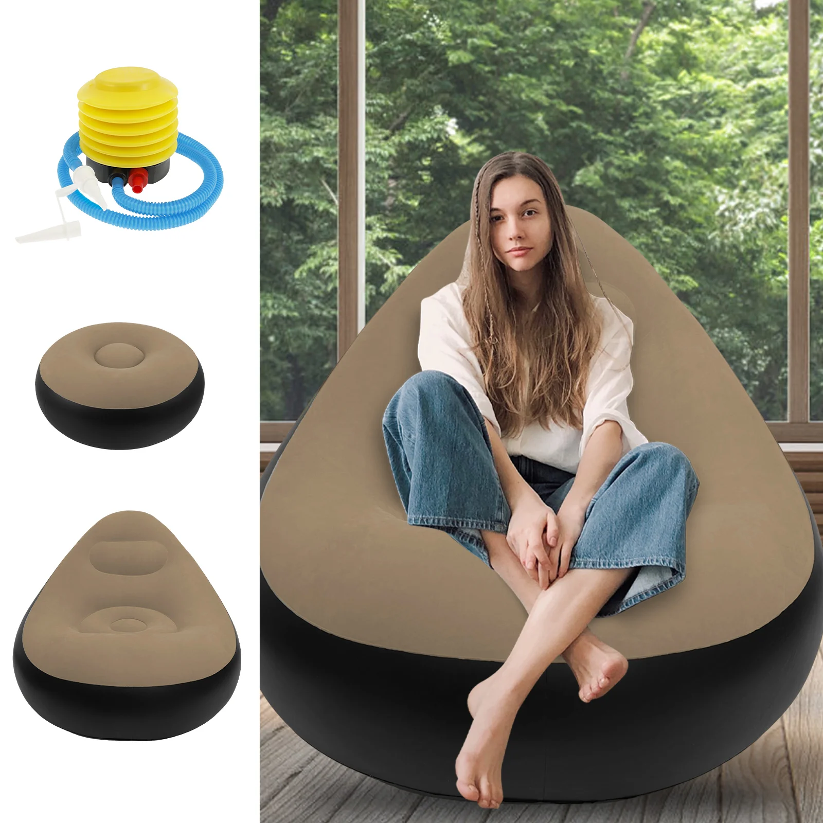 Portable Inflatable Sofa Large Lazy Inflatable Sofa Chairs Comfortable ...