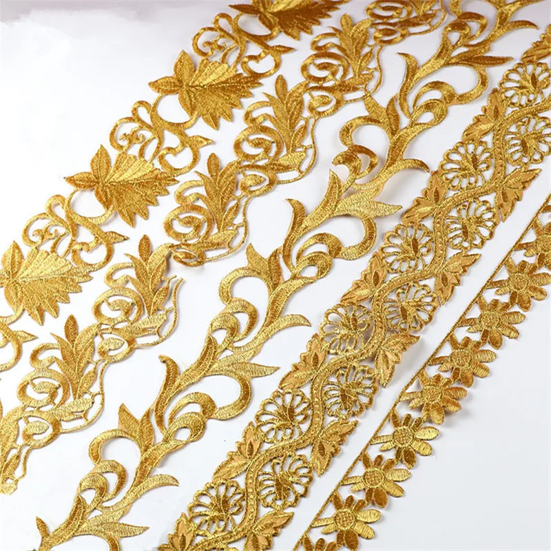 4yard~4meters Gold and Silver Ironing Embroidery Lace Costumes Dance ...
