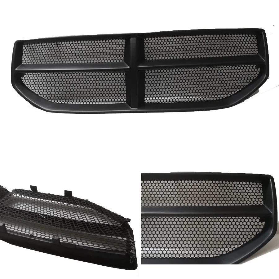 matte-black-Carbon-Fiber-Round-Hole-Auto-Part-Front-Grille-Grill-fits ...