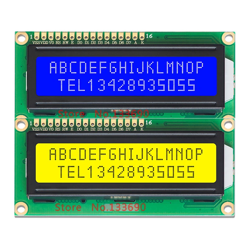 3.3V 5V 1602 16X2 LCD Display Module HD44780 Chip Yellow Or Blue Screen ...