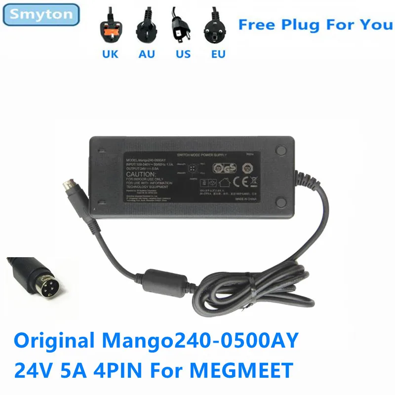 Original-AC-Adapter-Charger-For-MEGMEET-Mango240-0500AY-24V-5A-4pin ...