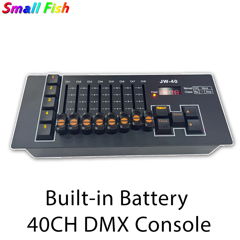 Mini-DMX-Console-40CH-Stage-Lighting-Controller-5-CHASE-Effects-Battery ...