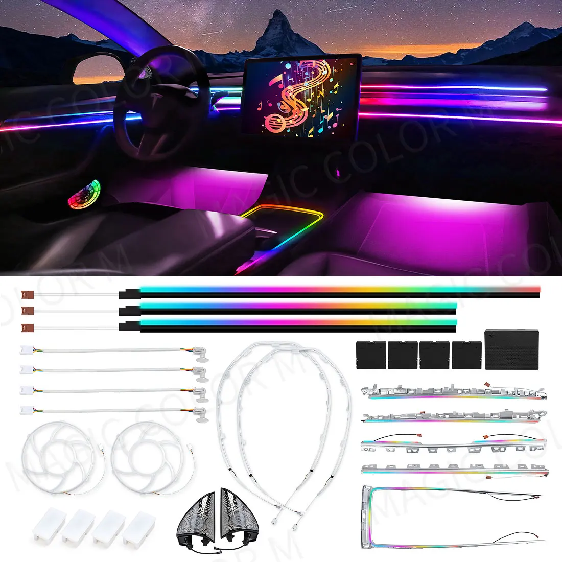 For-Tesla-Model-3-Y-2021-2022-2023-2024-Ambient-Light-LED-Atmosphere ...
