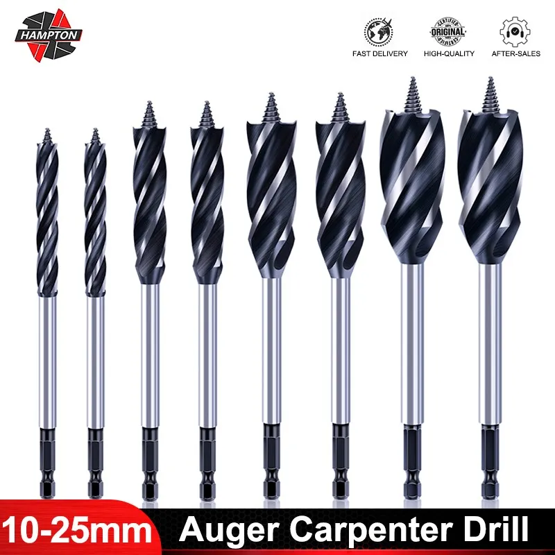Twist-Drill-Bit-Hex-Shank-4-Flute-Hole-Cutter-Auger-Carpenter-Drill-Bit ...