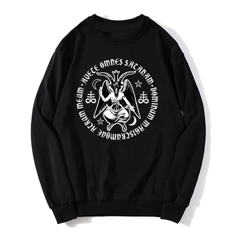 Male-Hail-Satan-Baphomet-With-Satanic-Crosses-hoodie-Cotton-Pullover ...