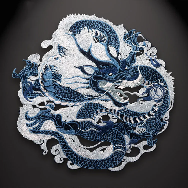 Large-Embroidery-Golden-Dragon-Patch-Fashion-Water-soluble-Embroidered ...