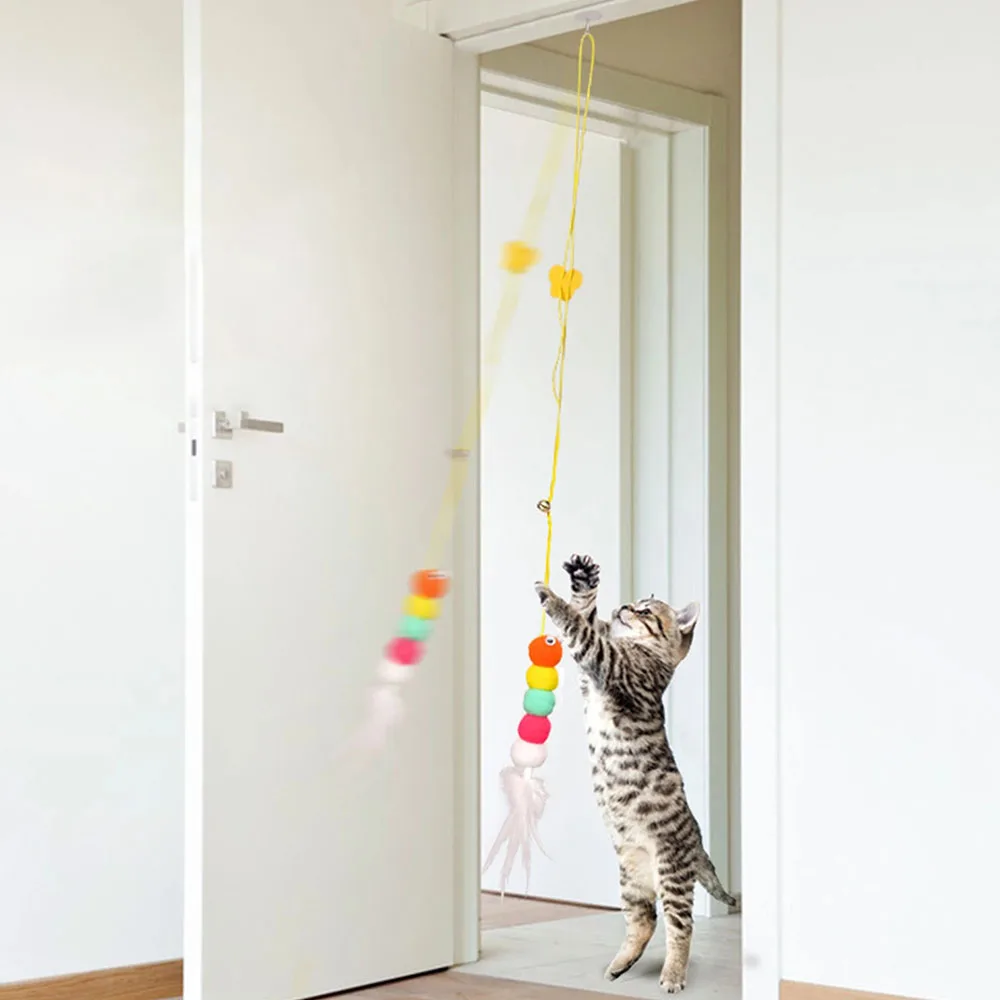 Interactive Cat Toy Retractable Swing Hanging Door Cat Stick Toy Self ...
