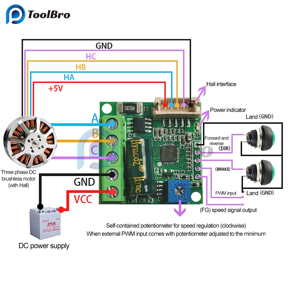 0-100W-DC-Brushless-Motor-Speed-Controller-with-Hall-BLDC-Driver-Board ...