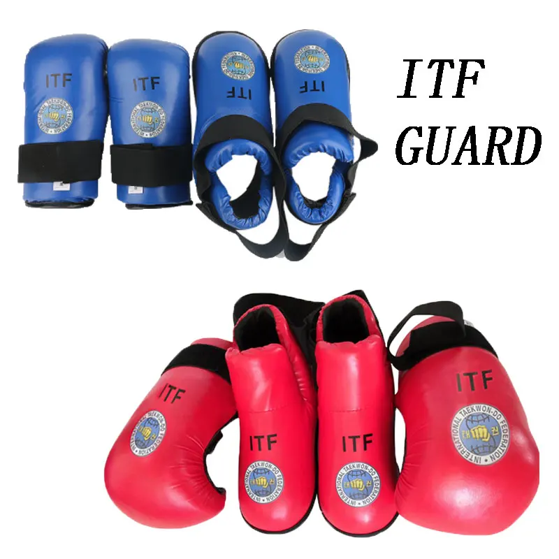 Taekwondo-ITF-Gloves-Foot-Guard-Set-Protector-Ankle-High-Quality-PU ...