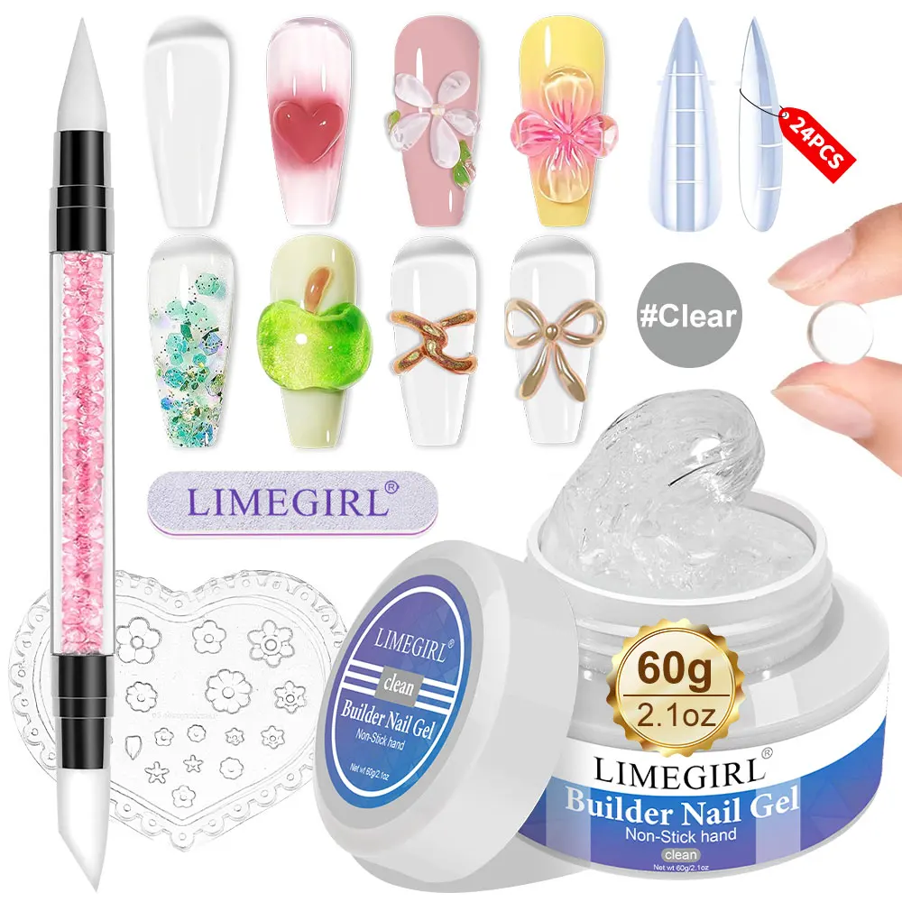 LIMEGIRL 60g Solid Nail Extension Gel Set UV Shaping Engraving Gel ...