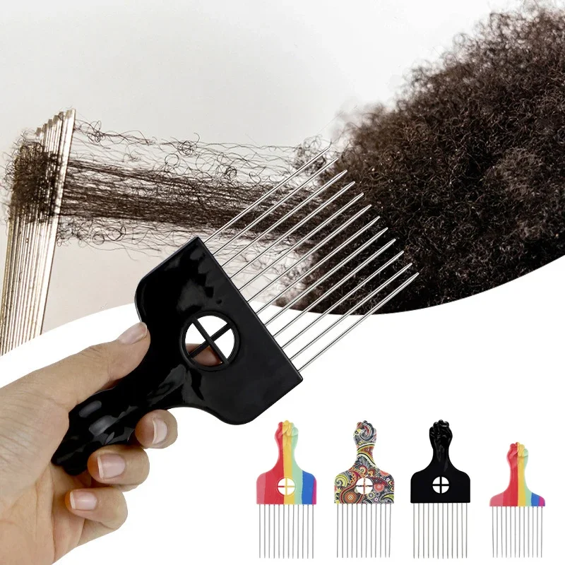 New-Black-Fist-Afro-Metal-Comb-African-Hair-Pik-Comb-Brush-Salon ...