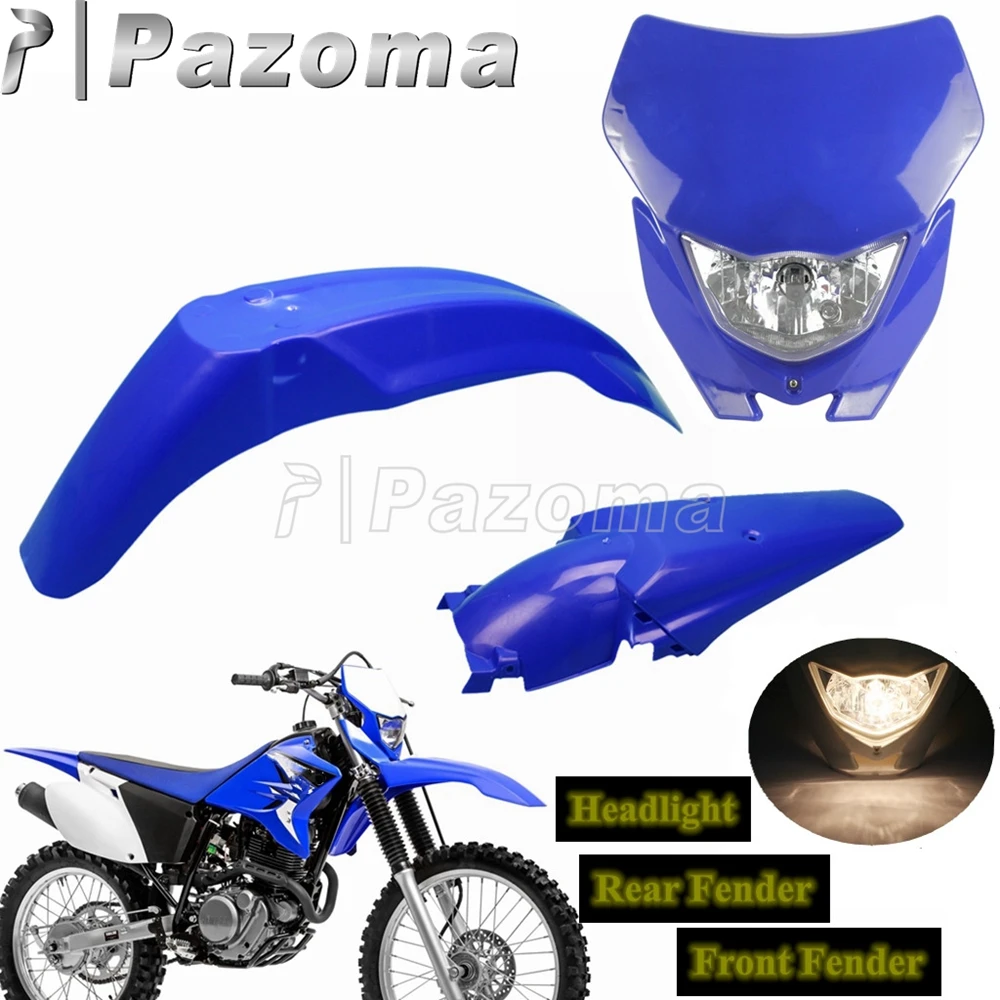 Blue Motocross Headlight Head Lamp Lights Front / Rear Mudgaurd Fender ...