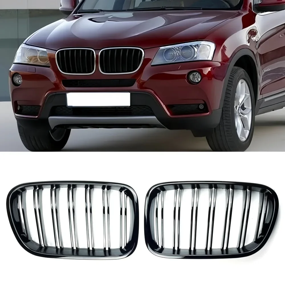 1Pair Front Kidney Grilles Gloss Black For BMW X3 F25 2011-2014 ...