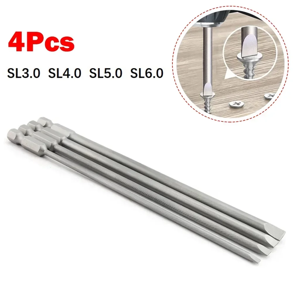 4Pcs-150mm-Slotted-Screwdriver-Bit-Set-Magnetic-Flat-Head-Screwdriver ...