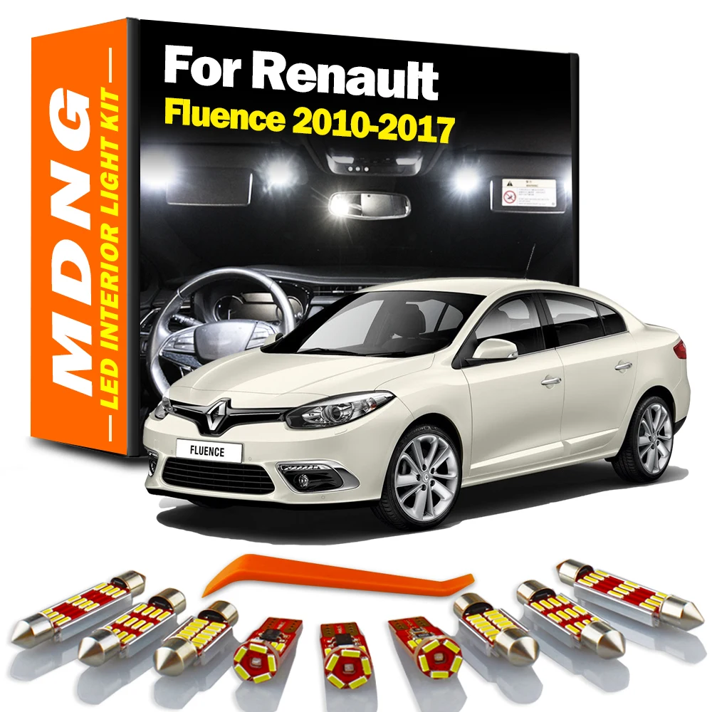 MDNG-Kit de luces LED Canbus para Interior de coche, 11 piezas, para Renault Fluence 2010, 2011 ...