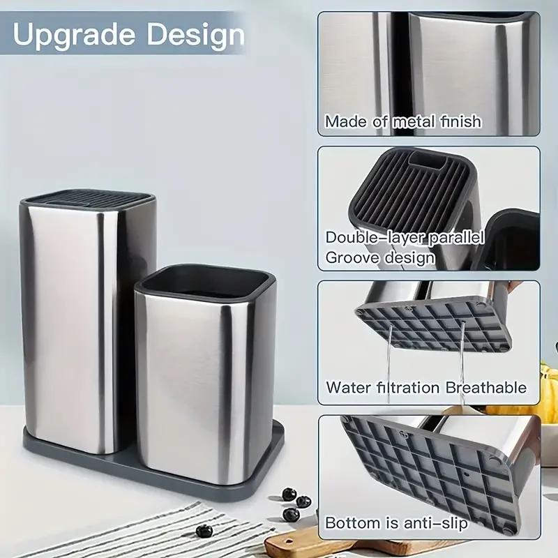 Knife-Holder-and-Utensil-Holder-Stainless-Steel-Modern-Rectangular ...