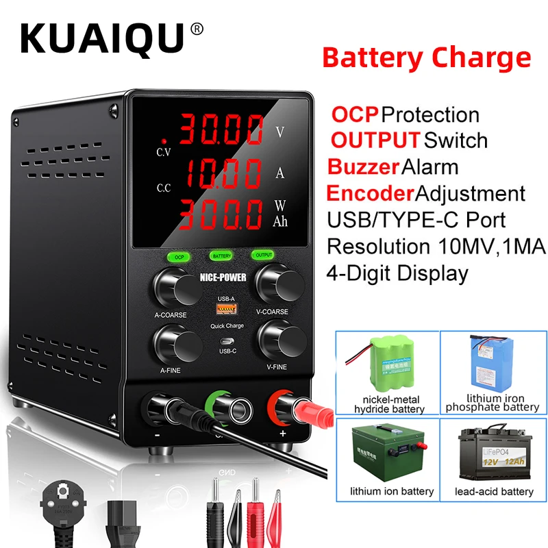 USB-Laboratory-Power-Supply-Adjustable-30V-60V-120V-Battery-Charge-OCP ...