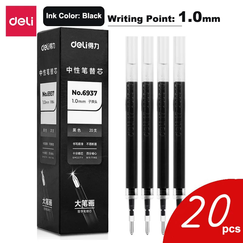 Deli 20pcs/set 1.0mm Refiil Retractable Gel Pen Fill Core Ink Color ...