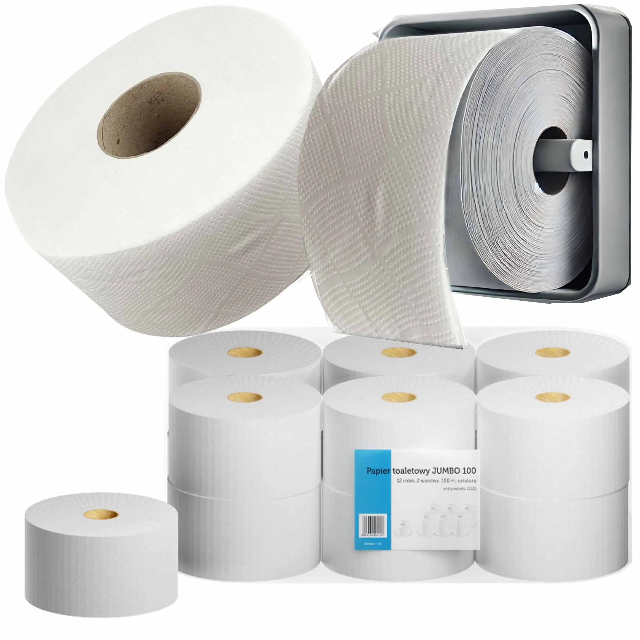 Toilet Paper Jumbo Cellulose WHITE 12 Large Rolls BIG ECOLOGICAL PAKA ...