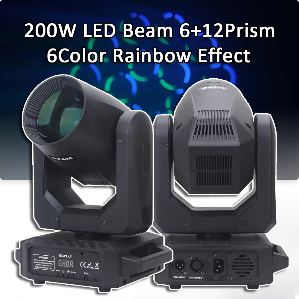 LED 200W Moving Head Light Beam&Spot 6+12 Rotating Prisms 12 Gobos 8 ...