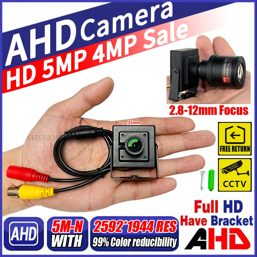 Small-CCTV-AHD-Mini-Camera-Focus-5MP-4MP-1080P-XVI-4in1-Control-Metal ...