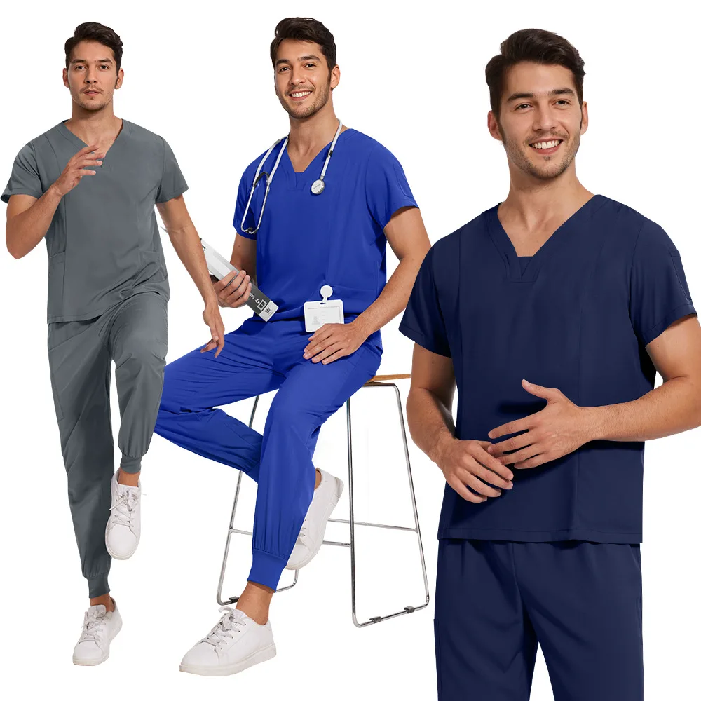 Men Medical Uniforms Women Scrubs Sets Hospital Surgical Gowns Tops ...