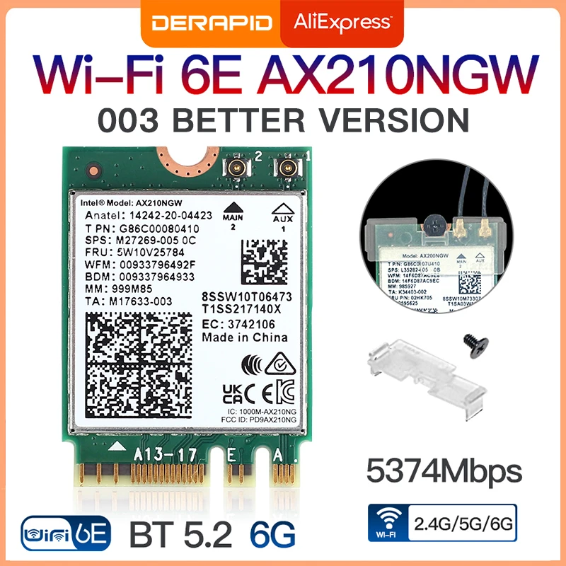 Dual Band Intel Ax210 Wireless Ax210ngw 2.4gbps 802.11ax Wireless Wi-fi ...