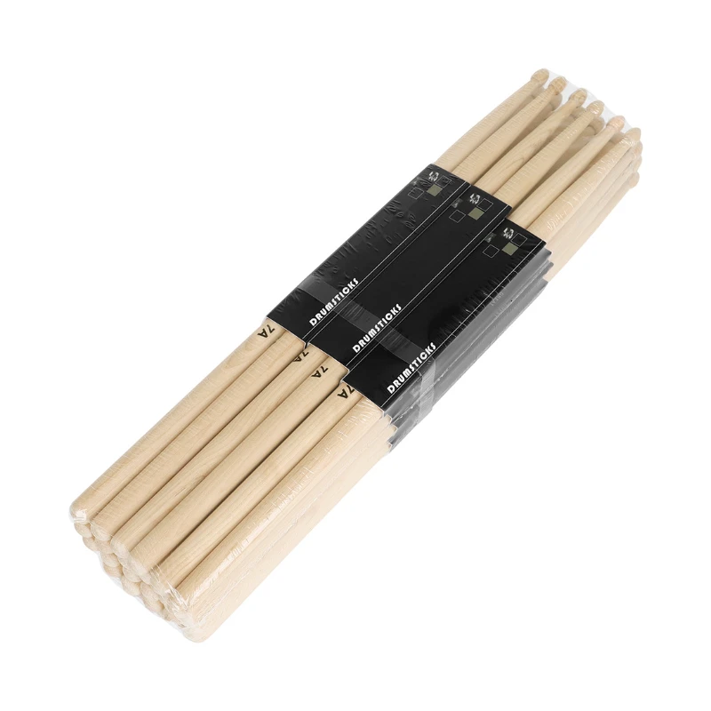 12 Pairs 7A Drum Sticks Classic Maple Wood Tip Drumsticks Beginners ...