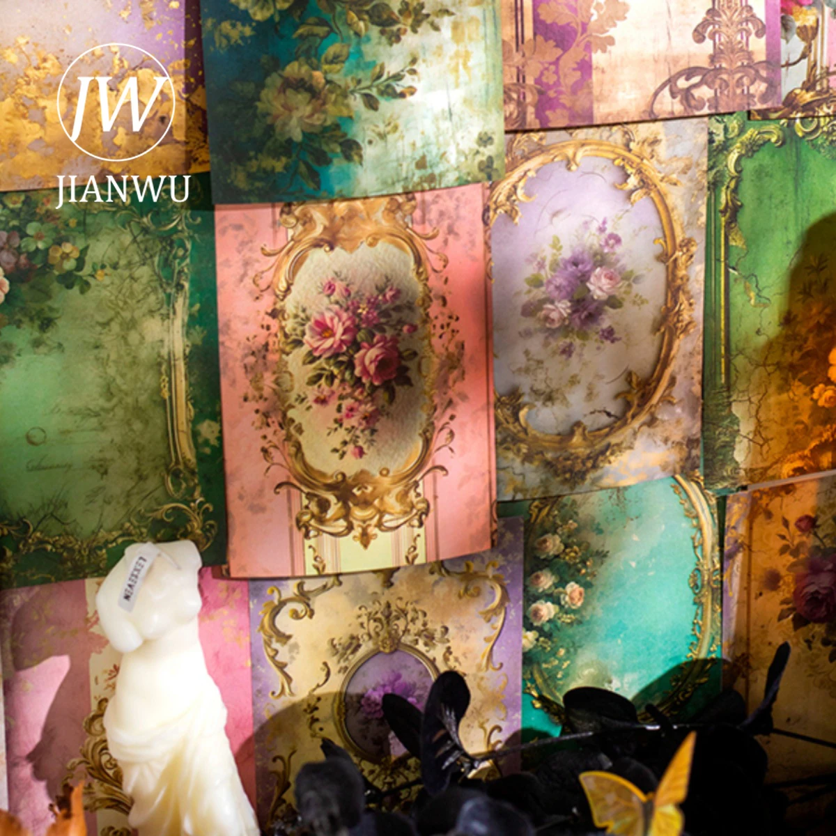 JIANWU 30 Sheets Rococo Palace Wall Series Vintage Frame Decor Material ...