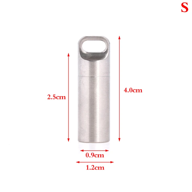 1Pc Mini Titanium/Stainless Steel Sealed Capsule Waterproof Pill Box ...