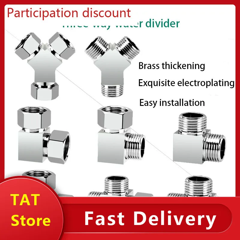 All-copper-three-way-water-divider-lively-connects-with-1-2-IN-faucet ...