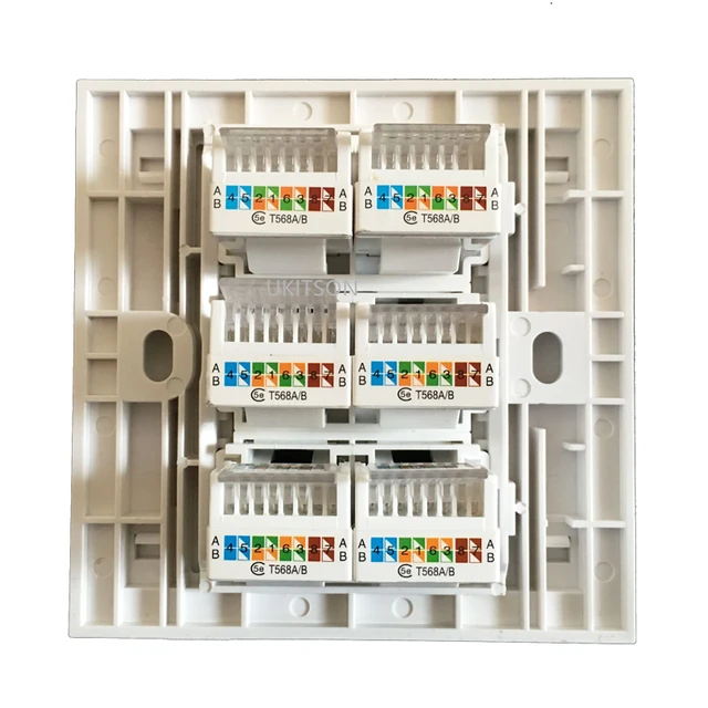 6 Ports RJ45 5e Network Wall Outlet Socket Internet Interface For ...