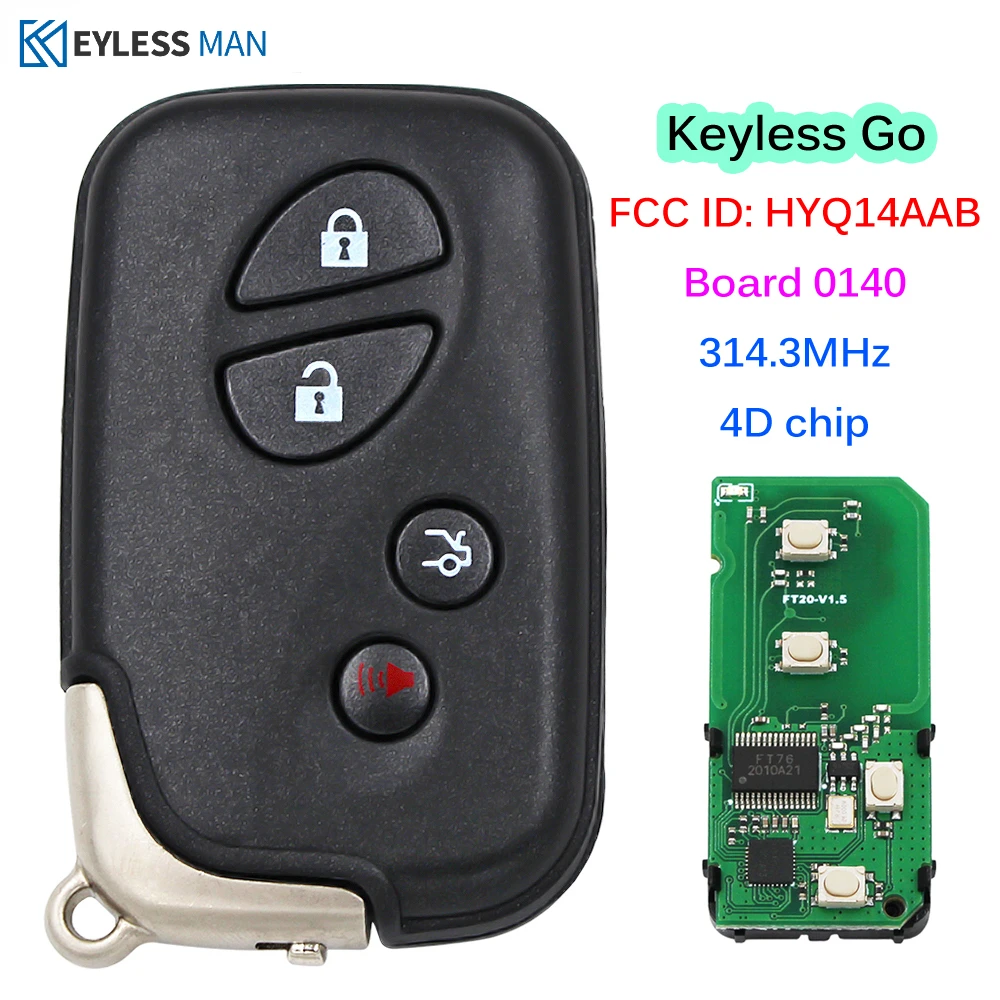 4B Keyless Go Smart Remote Key 315MHz 4D Chip For Lexus ES350 GS300 ...