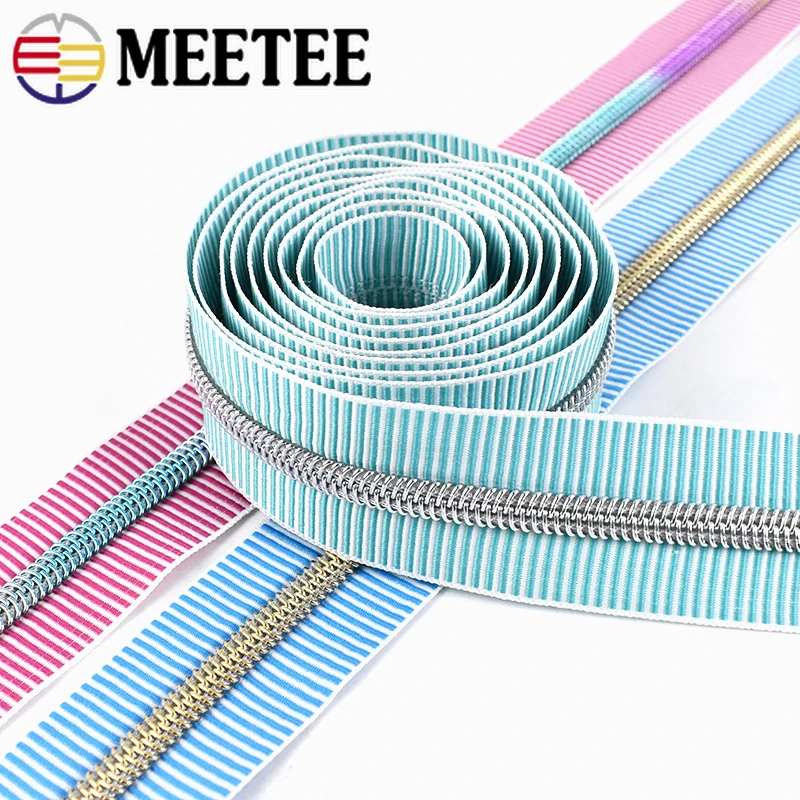 2-4-10Meters-5-Striped-Nylon-Zipper-Tapes-Decorative-Zippers-for-Bag ...