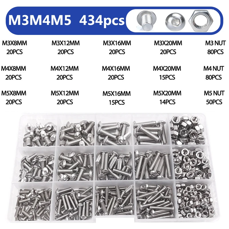 M2-M3-M4-M5-M6-Hex-Button-Socket-Head-Cap-Bolt-and-Nut-Set-304 ...