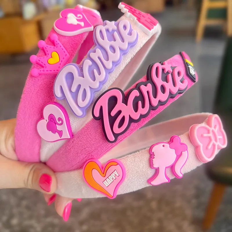 Pink-Barbie-Headband-Y2K-Cute-Girls-Head-Bands-Cartoon-Plush-Hair ...