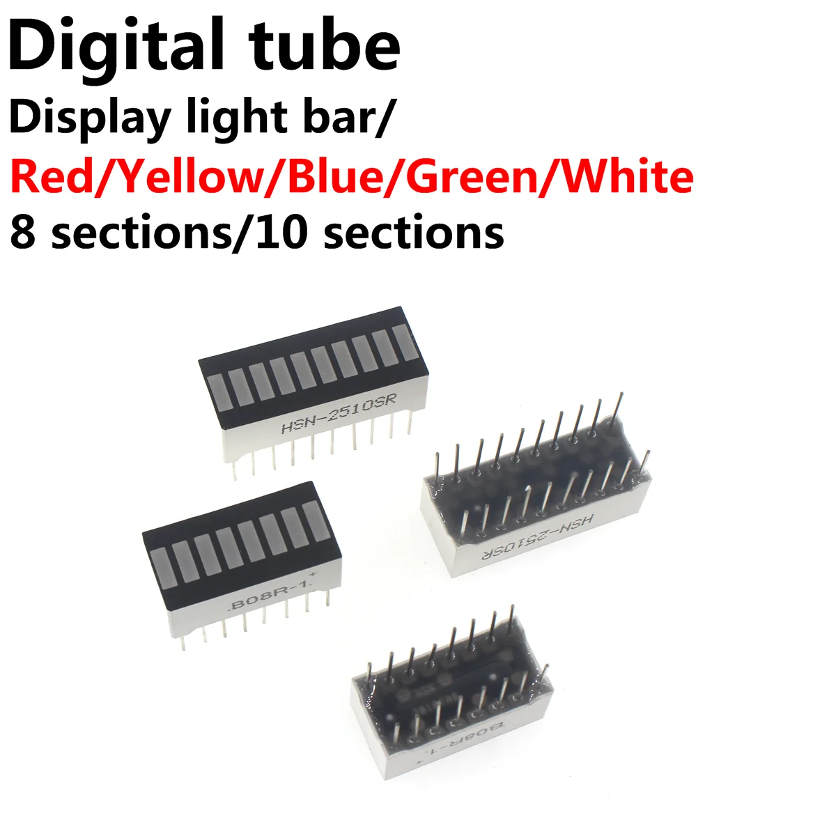 10PCS-10-8-Segment-Green-Red-Blue-Yellow-Jade-White-Digital-Tube-LED ...