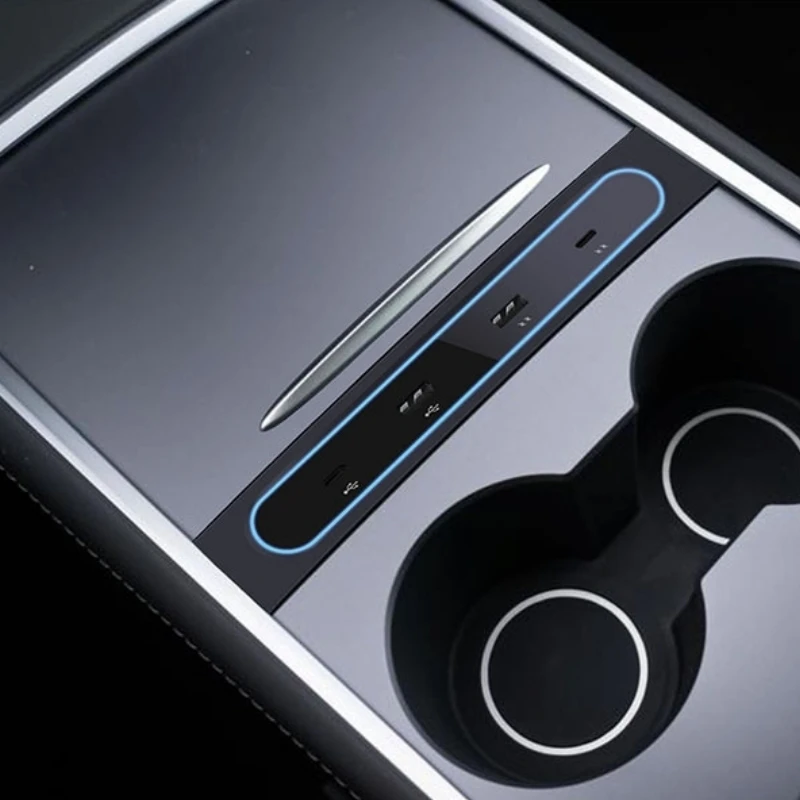 2022 For Tesla model 3/Y Central Control Storage Box Expansion Dock USB ...