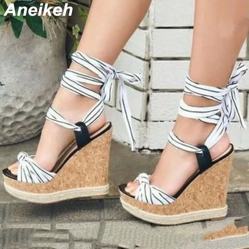 Aneikeh-Summer-Sweet-Ankle-Butterfly-Knot-Cross-Tied-Platform-Wedges ...