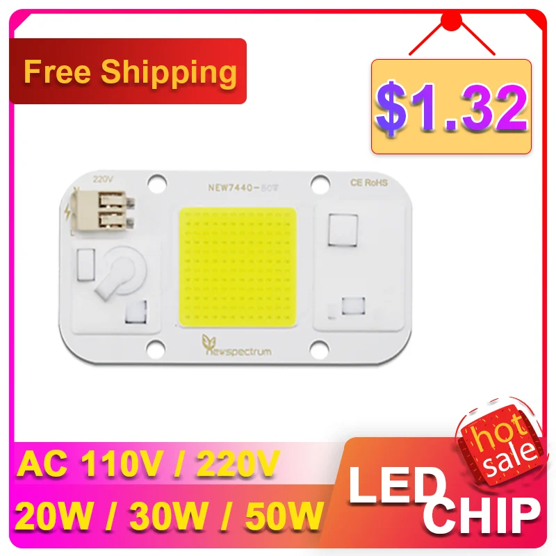 LED-COB-Chip-AC-110V-220V-Solderless-20W-30W-50W-DOB-Beads-with-Holder ...
