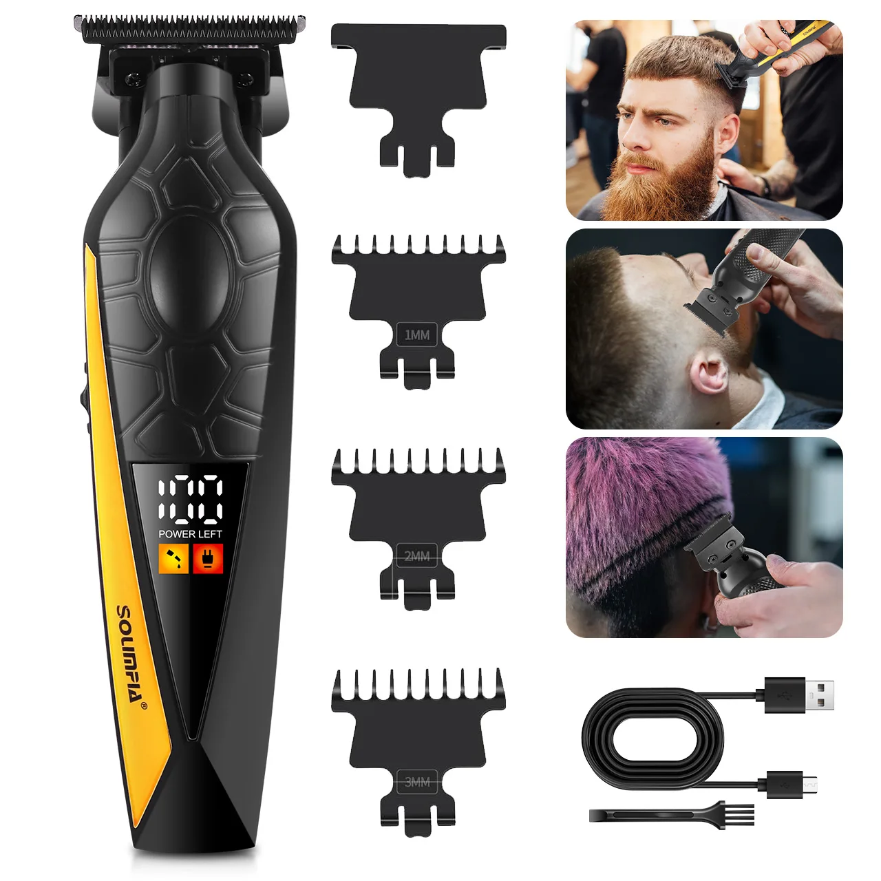 2025 Men's Hair Trimmer HT-6102 DLC T-Blade Zero Gapped Cordless USB ...