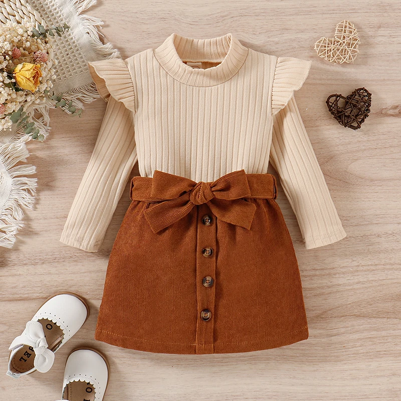 0-5Y Kids Girls Autumn Clothes Set Baby Ruffle Long Sleeve High Neck ...