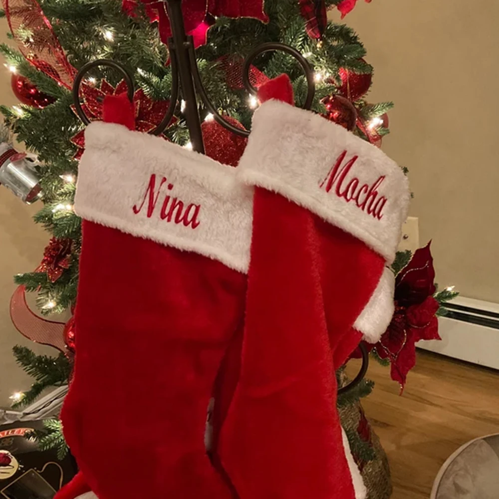 Red Socks with Personalized Name Christmas Family Holiday Decor ...