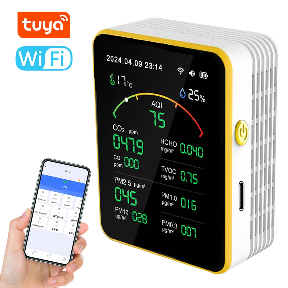 Tuya-WiFi-15in1-Air-Quality-Detector-Portable-Tester-TFT-Display-Time ...