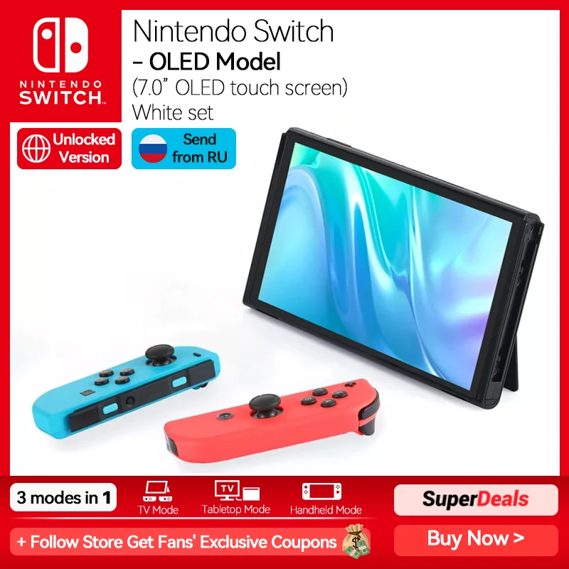Nintendo Switch OLED Model 7inch OLED Screen White set Blue and Red set ...