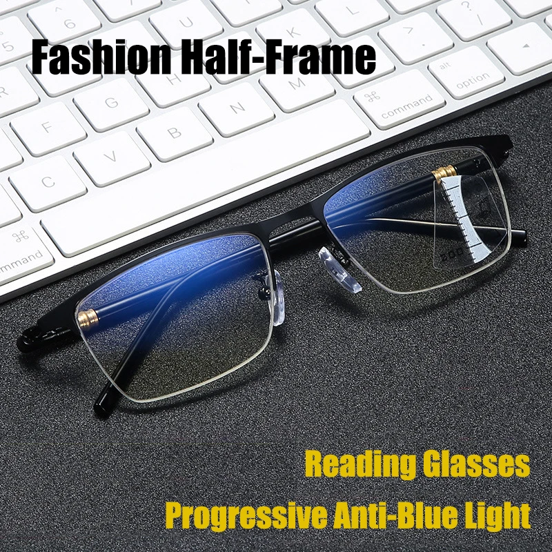 Progressive-Half-Frame-Multifocus-Reading-Glasses-Blue-Light-Blocking ...