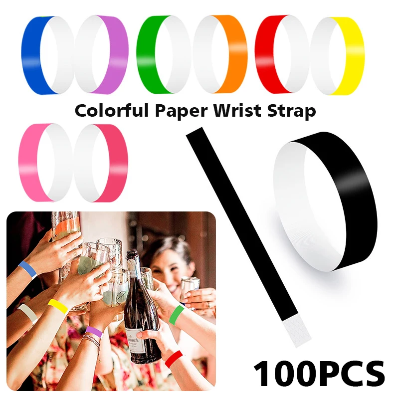 100PC-Universal-Bracelet-Colorful-Wrist-Strap-Synthetic-Paper-Wristband ...