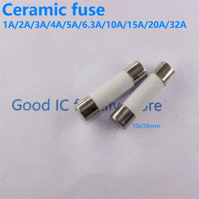 5pcs 10x38mm Ceramic Fuse 10*38mm 500V 500MA 0.5A 1A 2A 3A 4A 5A 6A 8A ...