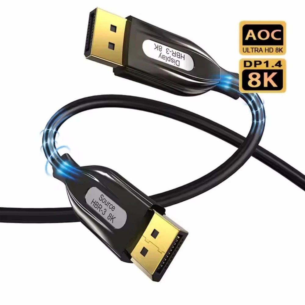 10M/15M/20M 8K Fiber Optic Displayport 1.4 Cable , Supports 8K@60Hz, 4K ...